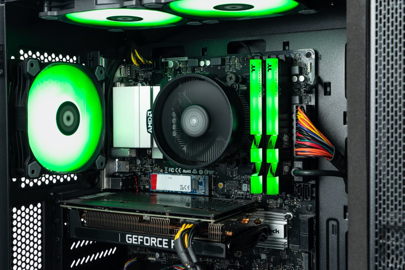 Thermaltake Graphite 360 Gaming PC (AMD Ryzen 5 5600X, RTX 3060, 16GB RGB 3200Mhz DDR4 ToughRAM RGB Memory, 1TB NVMe M.2, WiFi, Win 10 Home) Gaming Desktop Computer S1BK-B550-G36-LCS,Black