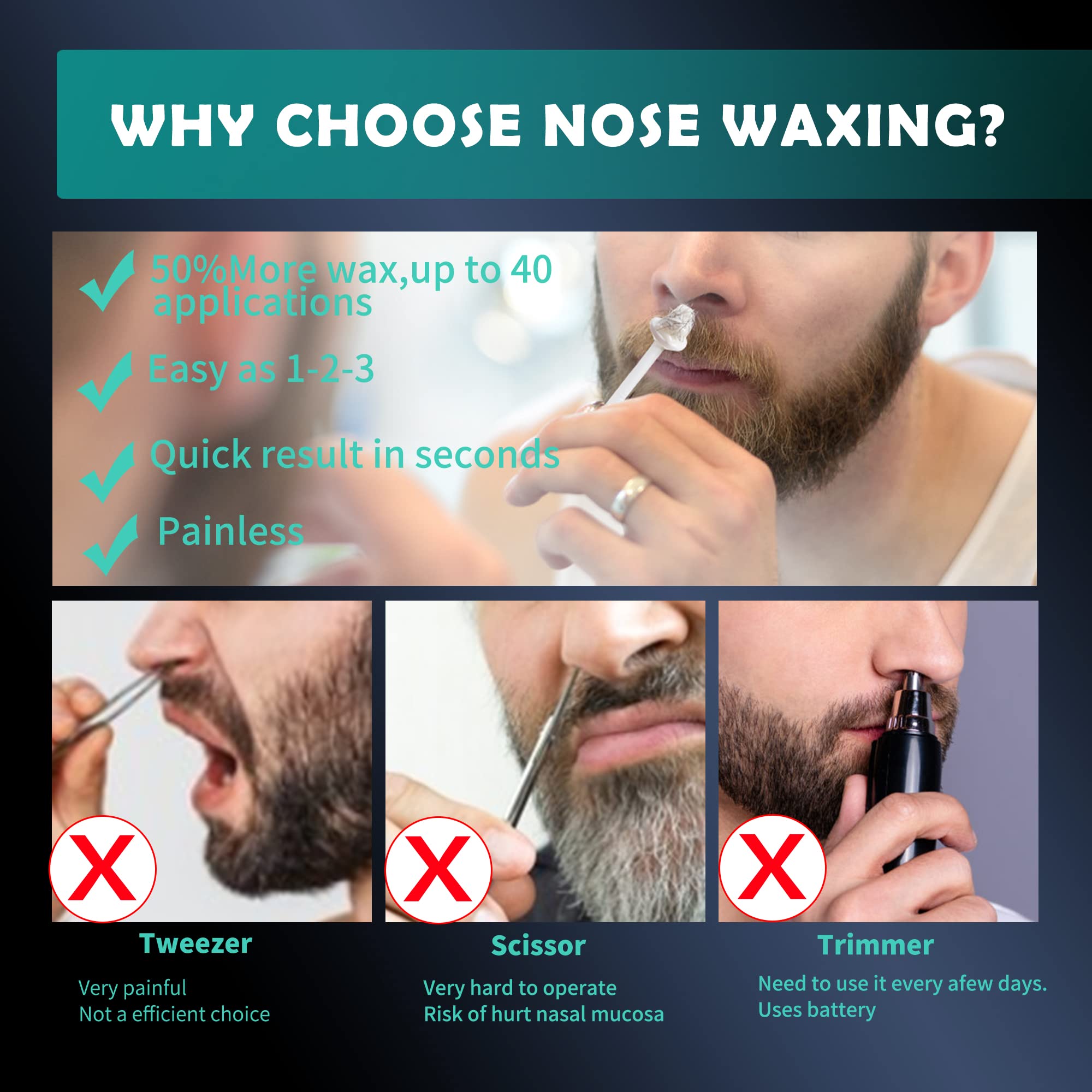 Charmonic 200 Pcs Wax Sticks, Nose Wax Kit Accessories, Waxing Sticks for Nostril Nasal Cleaning, Ear Face Eyebrows Hair Removal for Men Women