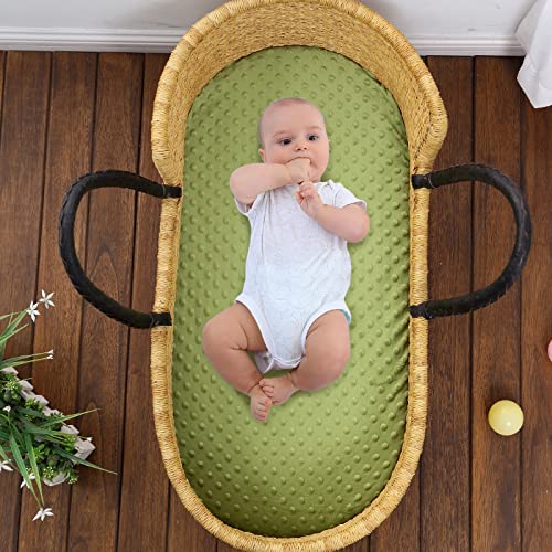 Baby Bassinet Sheet for Boy Girl Unisex Cradle Sheets for Bassinet Pad/Mattress Fitted Oval Bassinet Mattress Bassinet Pads (Sage)