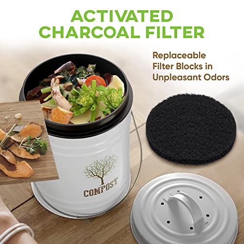 Third Rock Compost Bin Kitchen β 1.0 Gallon Countertop Compost Bin with Lid β Kitchen Compost Bin Countertop β Indoor Compost Bin Kitchen Counter Includes Inner Compost Bucket Liner - Indoor Composter