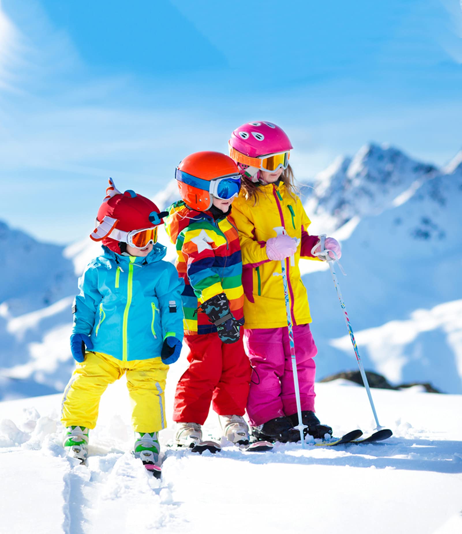 Duoyeree Waterproof Kids Mittens Gloves with Fleece Lined for Boys Girls Winter Snow Skiing Thick Insulated for Cold Weather