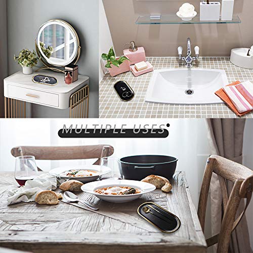 Ceramic Tray Marble Style, Roucerlin Golden Edge Jewelry Dish Tray, Dresser Vanity Decorative Tray Dessert Plate Storage Tray Tea Coffee Cake Fruit Tray Cosmetics Ring Organizer (Black)