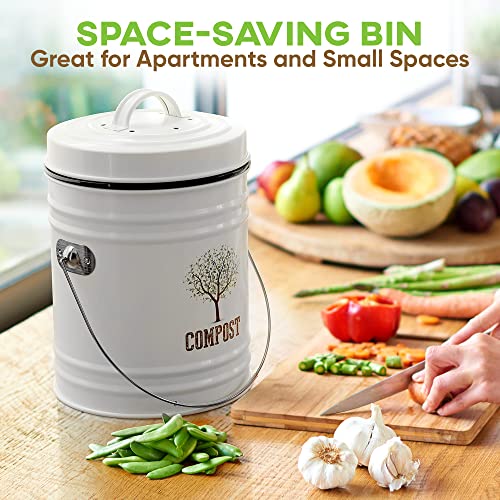 Third Rock Compost Bin Kitchen β 1.0 Gallon Countertop Compost Bin with Lid β Kitchen Compost Bin Countertop β Indoor Compost Bin Kitchen Counter Includes Inner Compost Bucket Liner - Indoor Composter