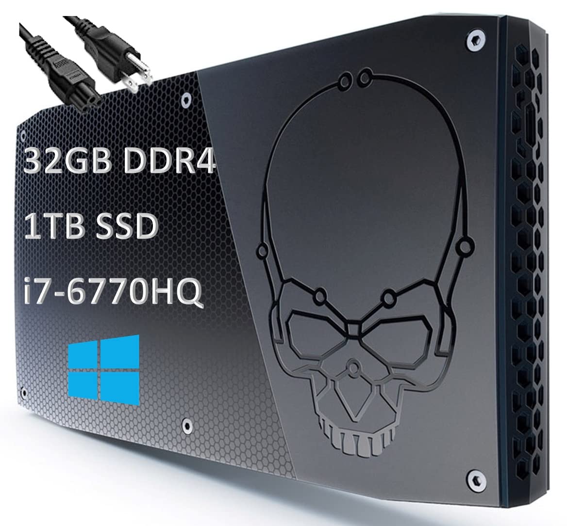 ist computers Intel Skull Canyon NUC 6 Performance Kit NUC6i7KYK Business & Home & Gaming Mini PC Desktop (Quad-Core i7-6770HQ, 32GB DDR4 RAM, 1TB SSD) Thunderbolt 3, Windows 10 Pro, Power Cable