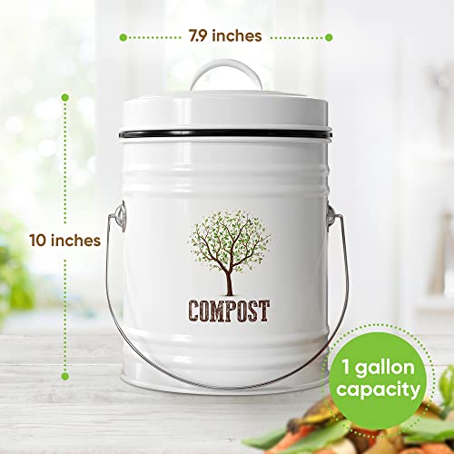 Third Rock Compost Bin Kitchen β 1.0 Gallon Countertop Compost Bin with Lid β Kitchen Compost Bin Countertop β Indoor Compost Bin Kitchen Counter Includes Inner Compost Bucket Liner - Indoor Composter