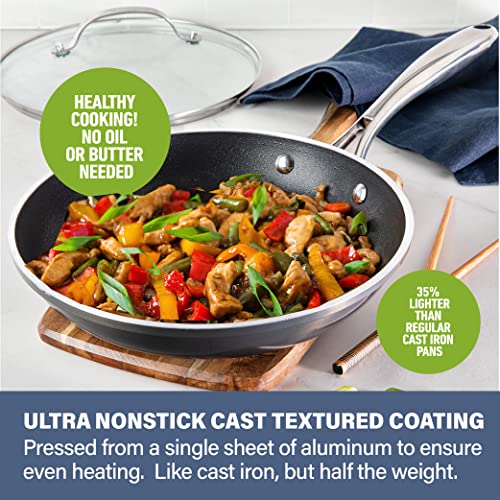 GOTHAM STEEL Platinum Cast Nonstick 12” Fry Pan Skillet with Ultra Durable Mineral and Diamond Triple Coated, Oven & Dishwasher Safe, 100% PFOA Free