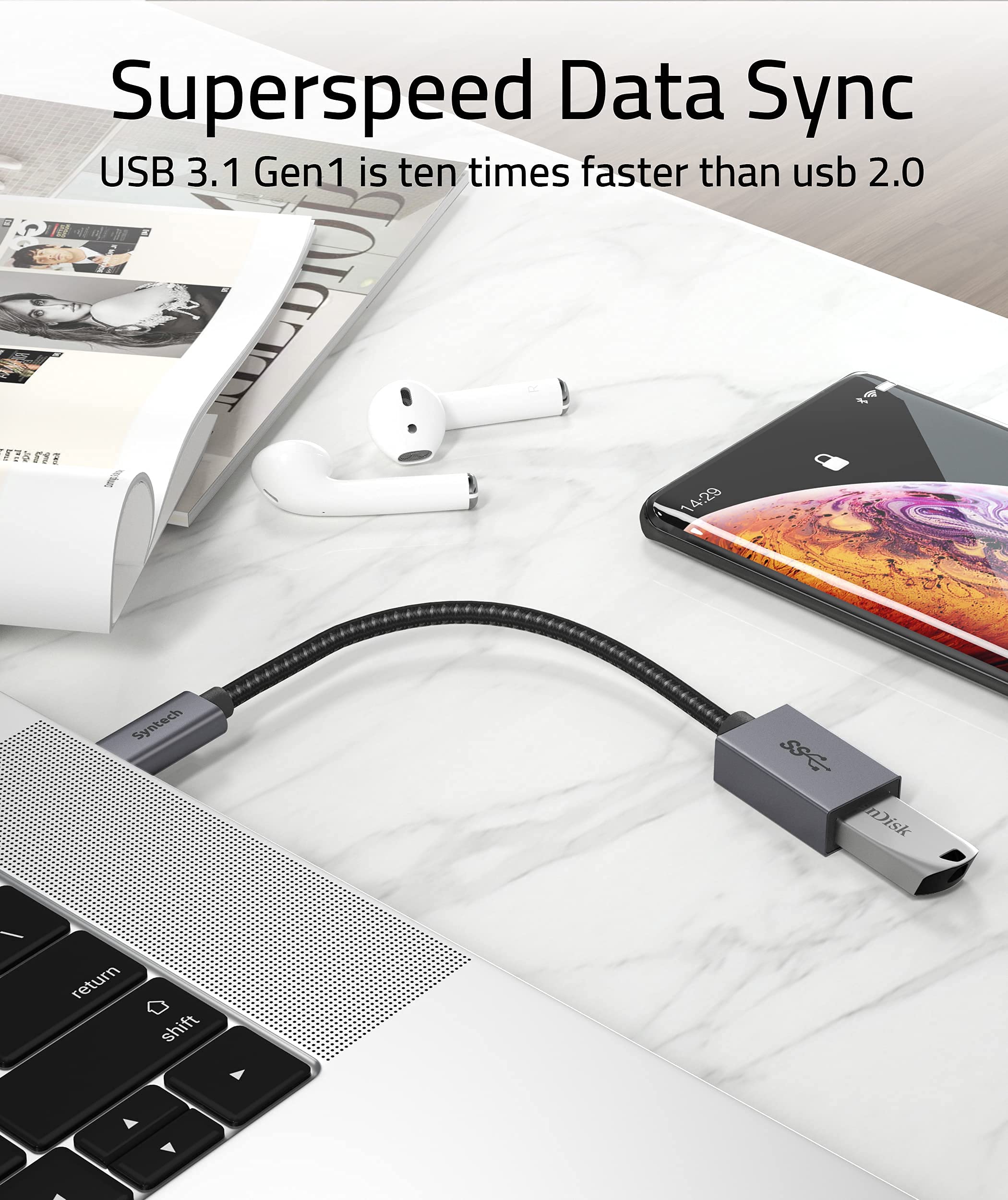 Syntech USB C to USB Adapter, USB C Male to USB 3 Female Adapter Compatible with iPad Pro 2021, MacBook Pro 2020 and More