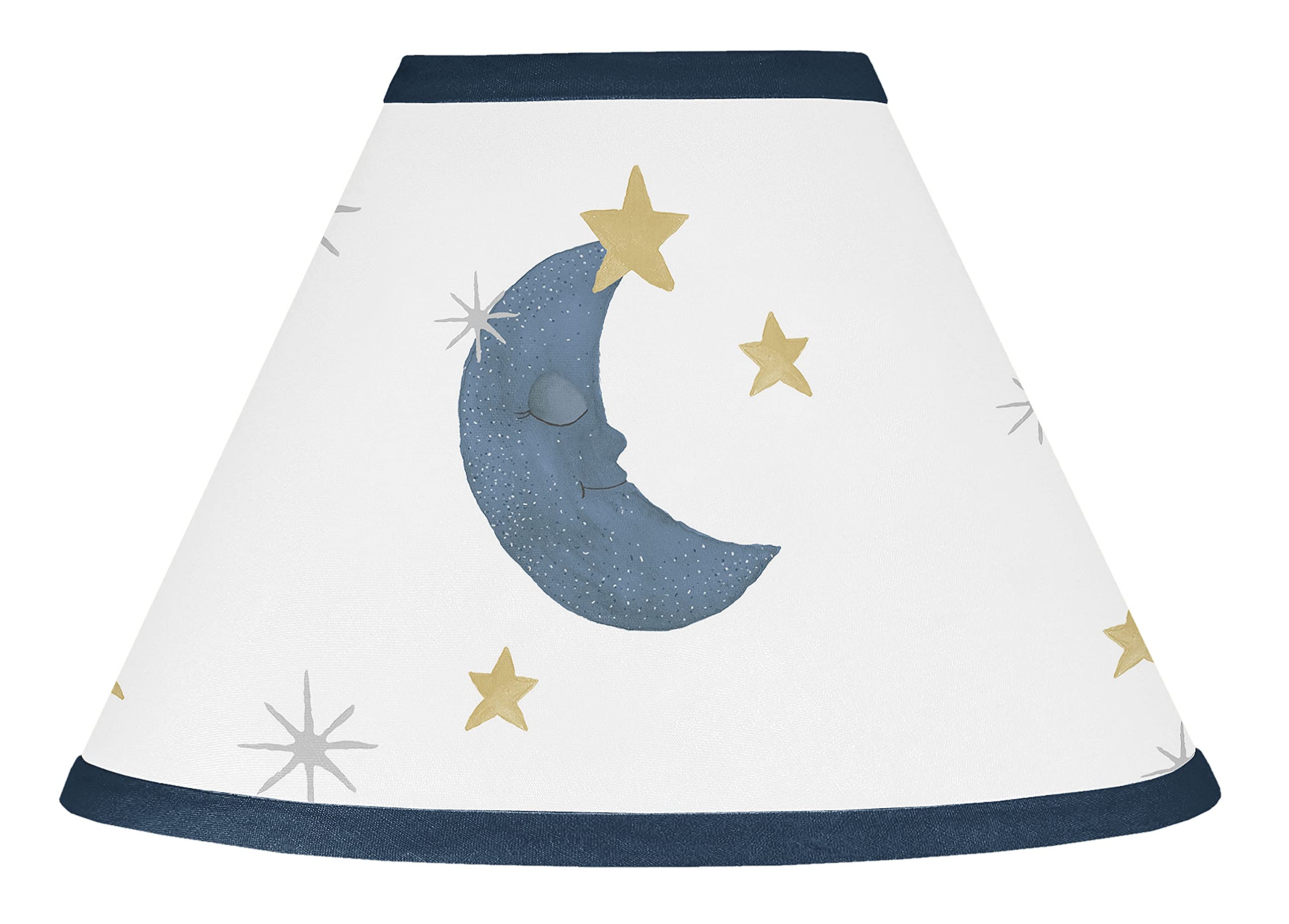 Sweet Jojo Designs Moon and Star Lamp Shade - Navy Blue and Gold Watercolor Celestial Sky Gender Neutral Outer Space Galaxy