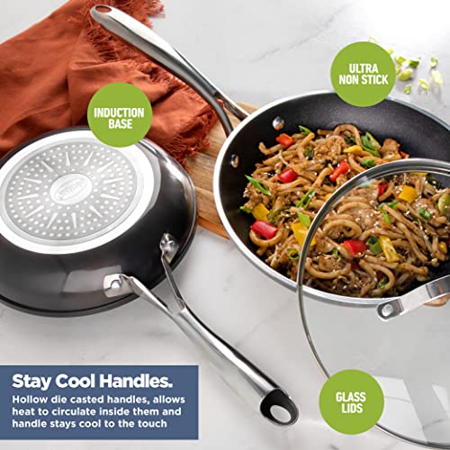 GOTHAM STEEL Platinum Cast Nonstick 12” Fry Pan Skillet with Ultra Durable Mineral and Diamond Triple Coated, Oven & Dishwasher Safe, 100% PFOA Free