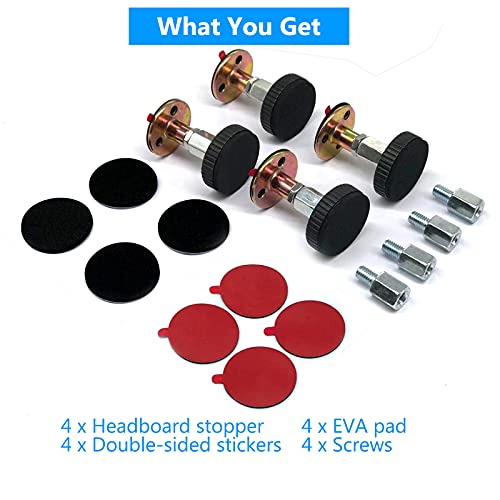 Adjustable Threaded Bed Frame Anti-Shake Tool for Bed, Headboard Stoppers Fixer, Headboard Stoppers,Easy Install (30-68mm,4 Pack)