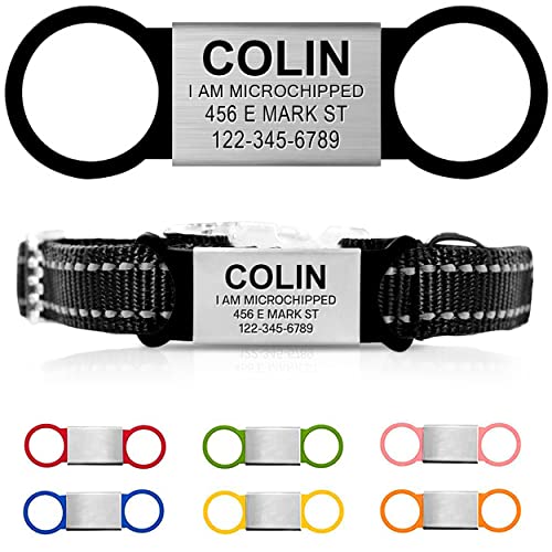Personalized Dog Tag for Pets - No Noise - Engraved Dog Name Tag - Slide On Cat ID Tags - Custom Collar Tags for Small, Medium, Large Dogs and Cats - Silent Customized Puppy Identification Tags