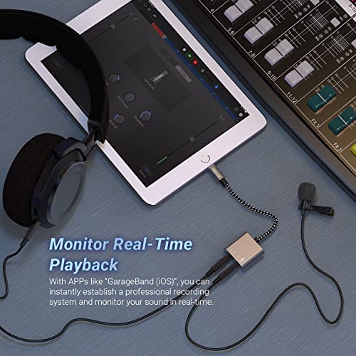Cubilux Lightning to 3.5mm TRS Microphone Adapter with Headphone Jack Compatible with iPhone 14 Pro Max 14 Plus/13/12/11/SE 2/Xr/Xs Max/8/7, 1/8β Audio & MIC Splitter for Old iPad (Lightning Version)