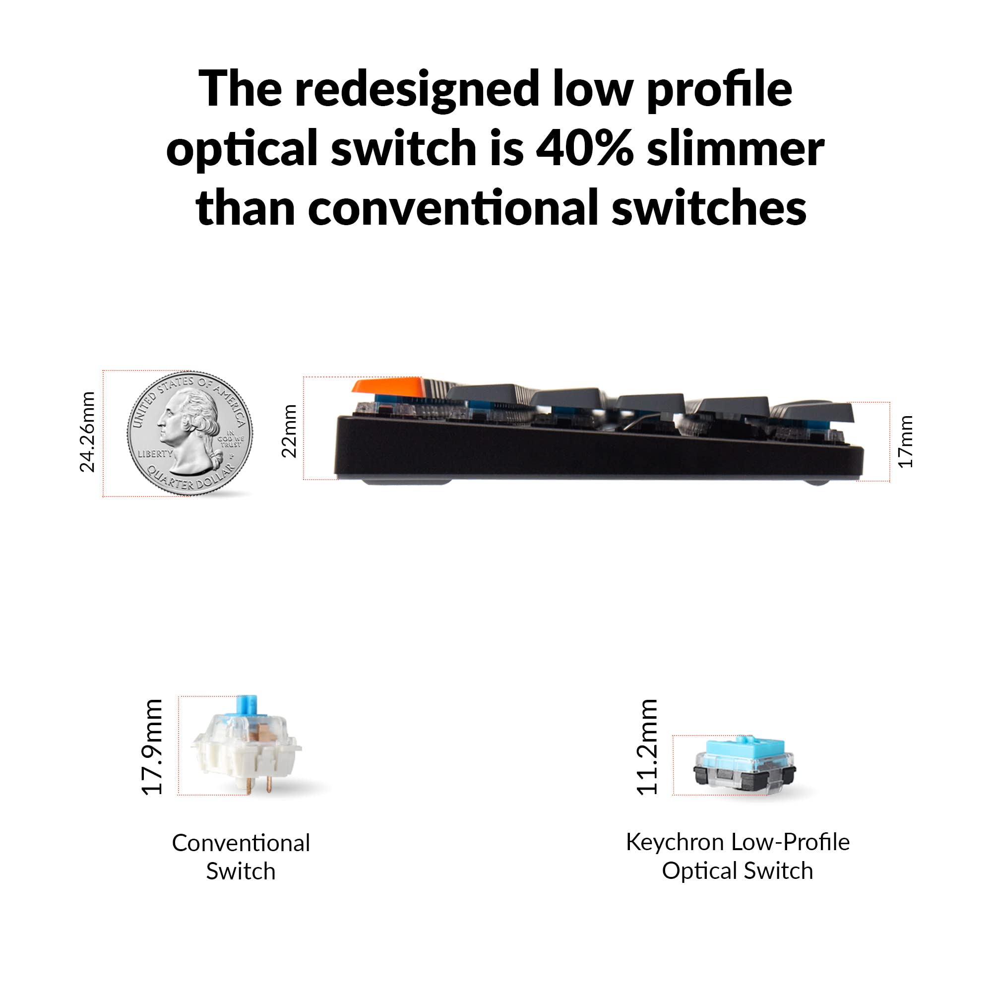 Keychron K5 SE Hot-swappable Ultra-Slim Wireless Bluetooth/Wired USB Mechanical Keyboard with Low-Profile Optical Mint Switch, Full Size Layout 104-Key White LED Backlit for Mac and Windows
