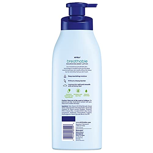 NIVEA Lightly Scented Breathable Body Lotion, Body Lotion for Dry Skin, Pack of Three 13.5 Fl Oz Pump Bottles