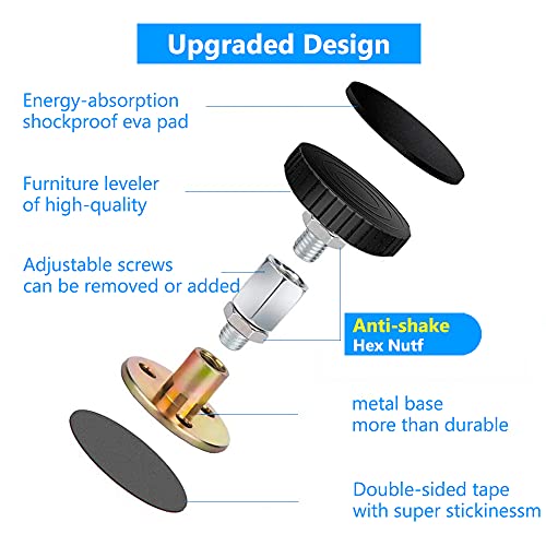 Adjustable Threaded Bed Frame Anti-Shake Tool for Bed, Headboard Stoppers Fixer, Headboard Stoppers,Easy Install (30-68mm,4 Pack)
