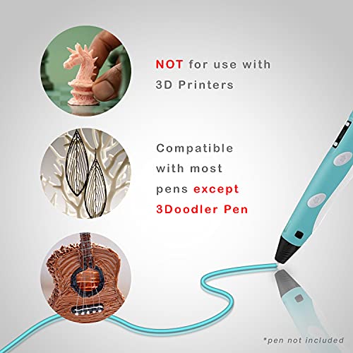 3D Pen Filament Kit Refills for 3D Pens - PLA 1.75mm Filament Color Pack Sample | Create Professional Art with 3D Pen Refills for Kids and Adults 3-D PLA Printing Filament Bundle Kit Accessories