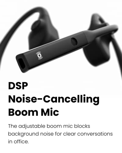 Shokz (AfterShokz)OpenComm UC Bone Conduction Bluetooth Stereo Computer Headset with Loop100 USB-A Adapter-Wireless PC Headphones Noise-Canceling Boom Microphone for Home Office Use,with Bookmark