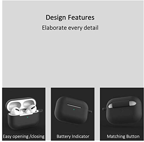 Airpods Pro Case Cover-Portable Shockproof Soft Silicone case, Compatible with Apple AirPods Pro(Front LED Visible),AirPods Pro Case Cover with Keychain (Cream Color)