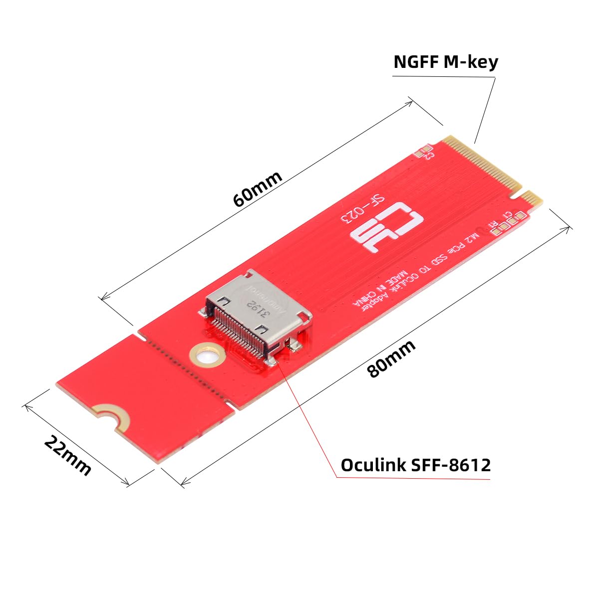 cablecc PCI-E 3.0 M.2 M-Key to Oculink SFF-8612 SFF-8611 Host Adapter for PCIe Nvme SSD 2260