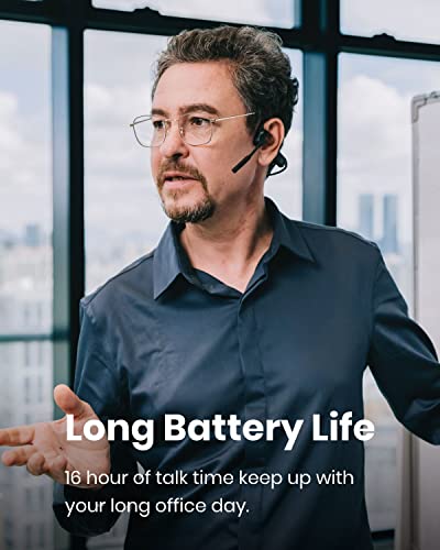 Shokz (AfterShokz)OpenComm UC Bone Conduction Bluetooth Stereo Computer Headset with Loop100 USB-A Adapter-Wireless PC Headphones Noise-Canceling Boom Microphone for Home Office Use,with Bookmark