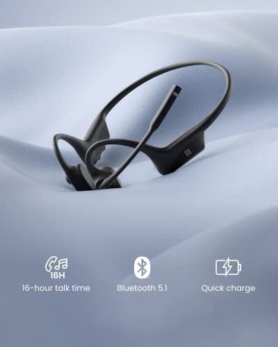Shokz (AfterShokz)OpenComm UC Bone Conduction Bluetooth Stereo Computer Headset with Loop100 USB-A Adapter-Wireless PC Headphones Noise-Canceling Boom Microphone for Home Office Use,with Bookmark