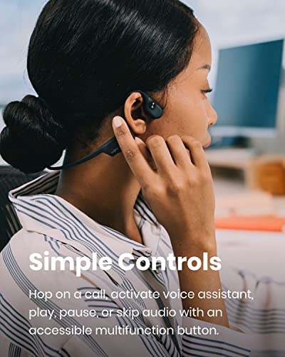 Shokz (AfterShokz)OpenComm UC Bone Conduction Bluetooth Stereo Computer Headset with Loop100 USB-A Adapter-Wireless PC Headphones Noise-Canceling Boom Microphone for Home Office Use,with Bookmark