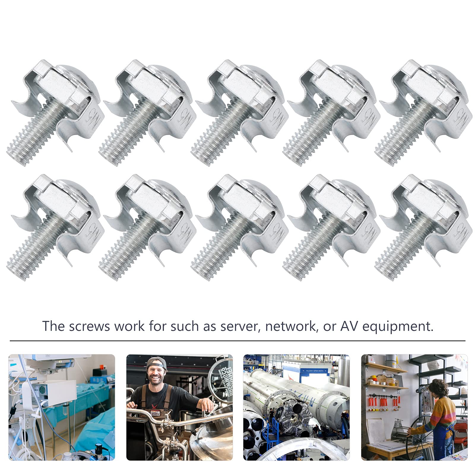 TEHAUX 100 Pcs Computer Rack Mount Cage Screws and Nuts for Rack Mount Server Cabinets- Industrial Screws