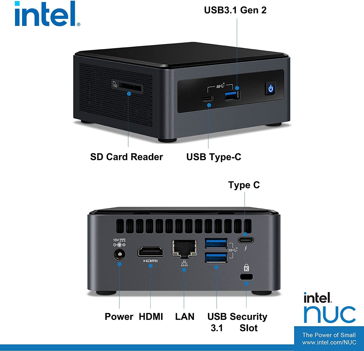 Intel NUC 10 Mini Performance Kit, 16GB RAM, 512GB PCIe SSD, Core i7-10710U, UHD Graphics, Windows 11 Pro, 3-YR Warranty, IST Cable, RJ45, Wi-Fi 6, BXNUC10i7FNHN