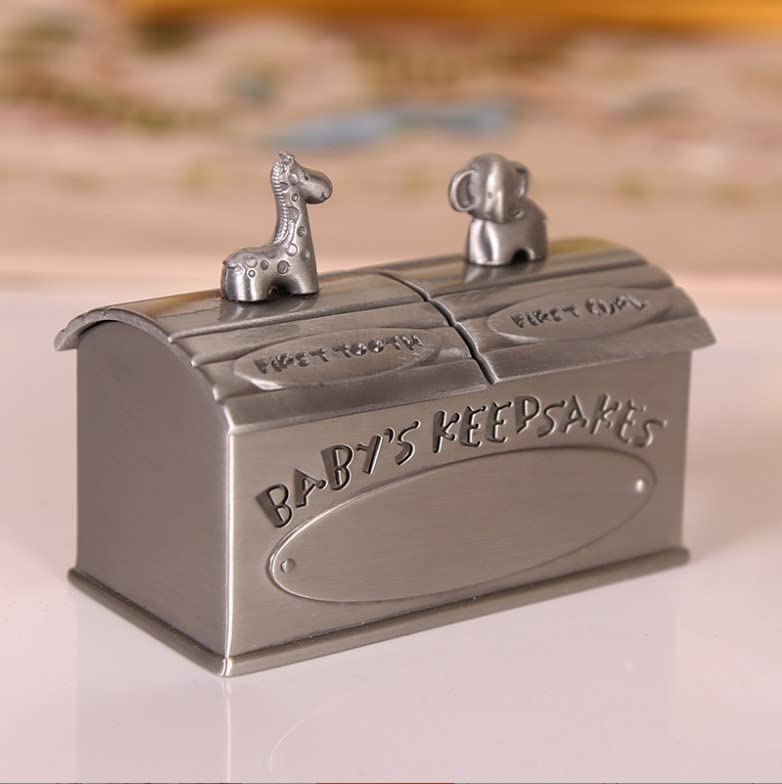 Pssopp Fetal Hair Box Metal High-End Keepsake Tooth and Box European Baby Collection Box for Kids Children Gifts(Ancient tin)