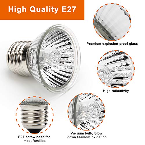 75W Sun Basking Lamp Bulb, AngleKai 6 Pack Full Spectrum UVA UVB Reptile Heat Lamp Bulb for Turtle Sunbathe Heat Lamp Bulb (75W) …