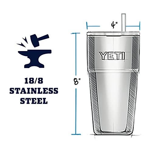 YETI Rambler 26 oz Straw Cup, Vacuum Insulated, Stainless Steel with Straw Lid, Stainless