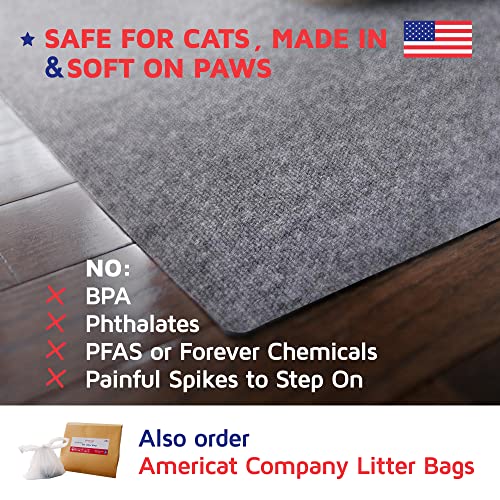 Cat Litter Mat by Americat β 36 x 28 Inches Machine Washable for Easy Clean, Waterproof & Made in USA β X Large Mat Traps Litter Around Cat Litter Box & Protects Floors