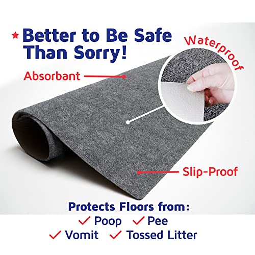 Cat Litter Mat by Americat β 36 x 28 Inches Machine Washable for Easy Clean, Waterproof & Made in USA β X Large Mat Traps Litter Around Cat Litter Box & Protects Floors