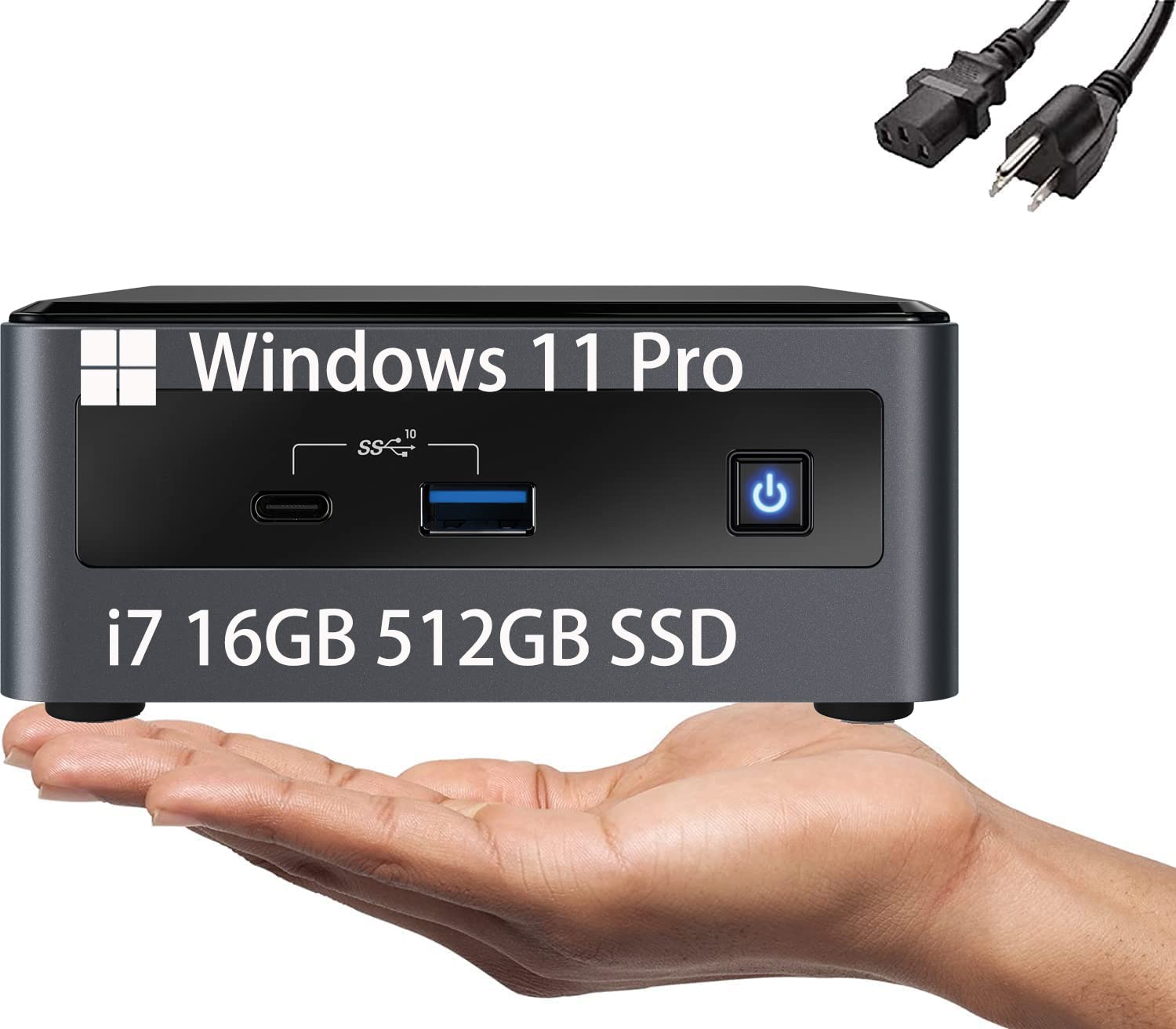 Intel NUC 10 Mini Performance Kit, 16GB RAM, 512GB PCIe SSD, Core i7-10710U, UHD Graphics, Windows 11 Pro, 3-YR Warranty, IST Cable, RJ45, Wi-Fi 6, BXNUC10i7FNHN