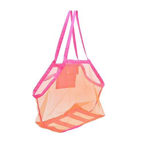 Beach Toy Bag - Large Mesh Tote for Kids Sandy Toys, Reusable & Foldable with Pouch for Pool, Towels, Bath Storage, Seashells, Travel & Vacation, Durable Waterproof and Washable - 17.5x17.5x10