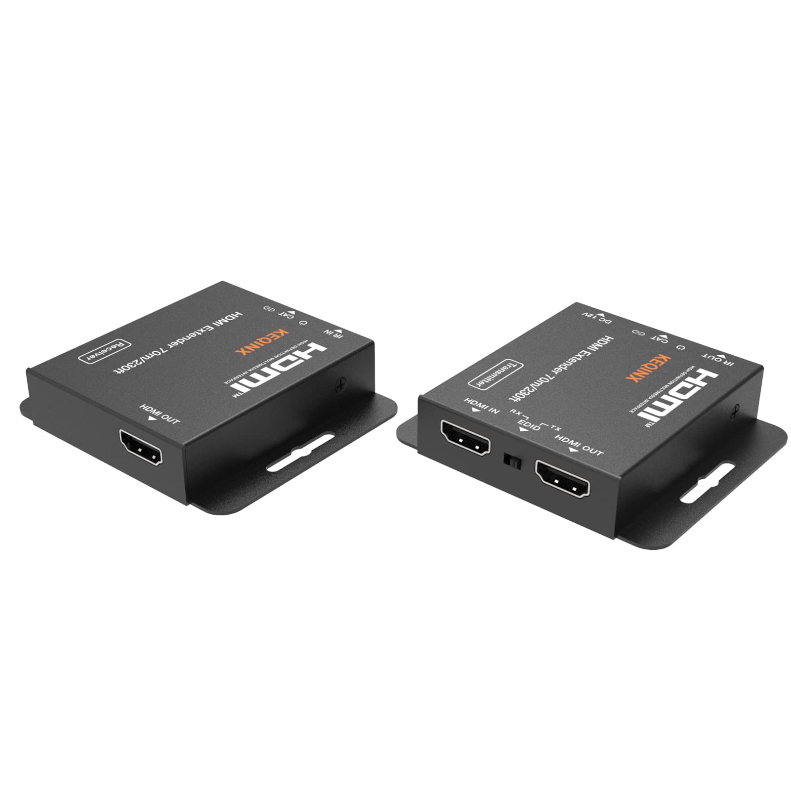 KEQINX 4K HDMI Extender 230ft HDMI Baluns POC HDMI Audio Inserter