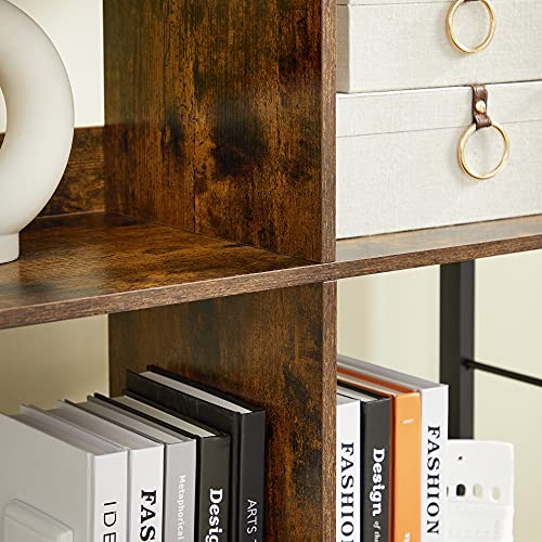VASAGLE Industrial 8-Compartment Bookshelf, 4-Tier Bookcase with 8 Open Slots, Display Storage Rack, for Office, Living Room, Bedroom, 31.5 x 13 x 58.7 Inches, Rustic Brown and Black ULLS105B01