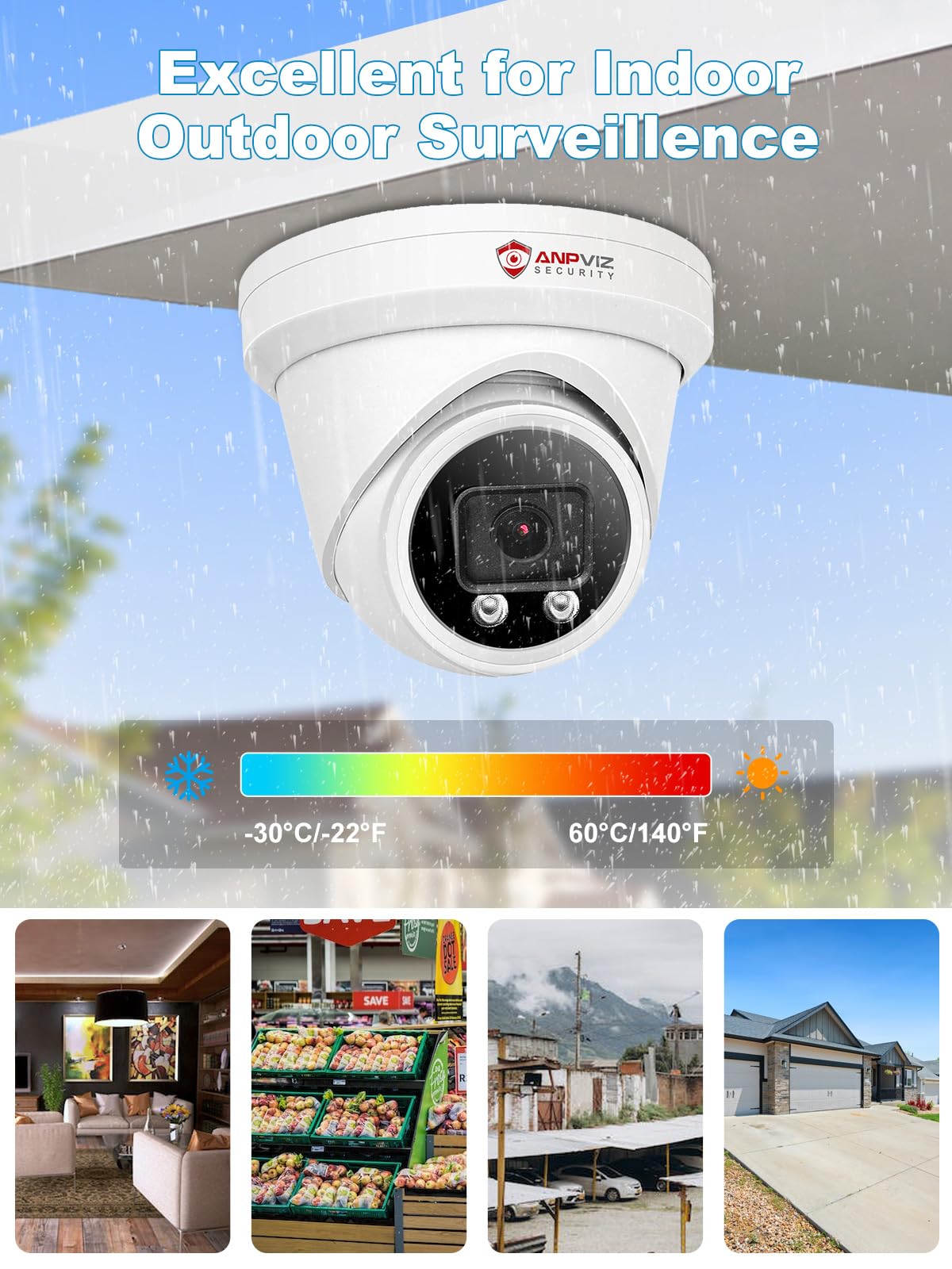 Anpviz 16CH 4K Dome POE IP Security Camera System, 8pcs Wired 8MP Turret Cameras with Human Detection, H.265 16 Channnel NVR with 4TB HDD Pre-Installed, for 24/7 Recording, U Series