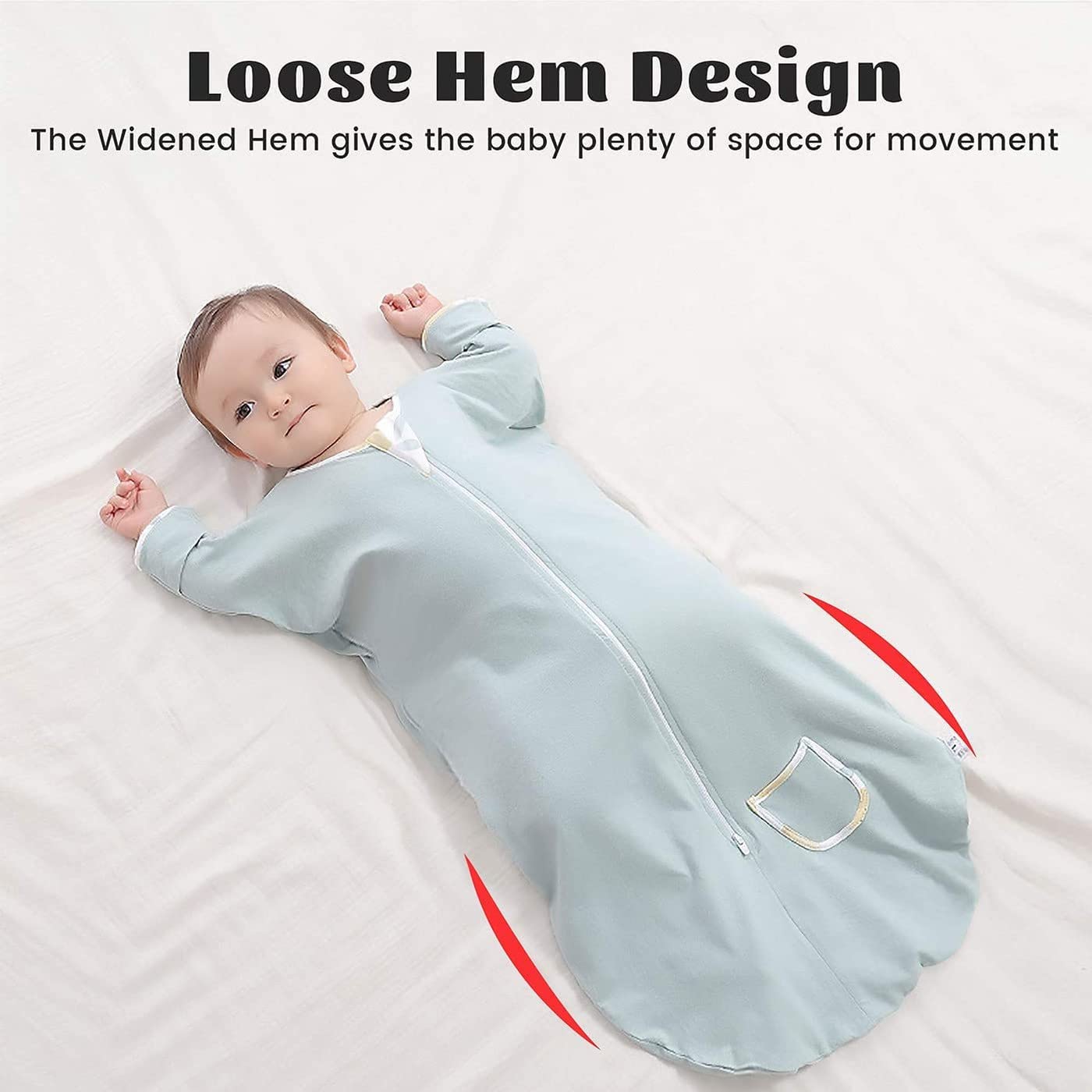 ZIGJOY Baby Transition Swaddle, 100% Cotton Wearable Blanket with Half-Length Sleeves and Mitten Cuffs Sleep Sack Sefl-Soothing Arms Up Swaddle, 3-6Months