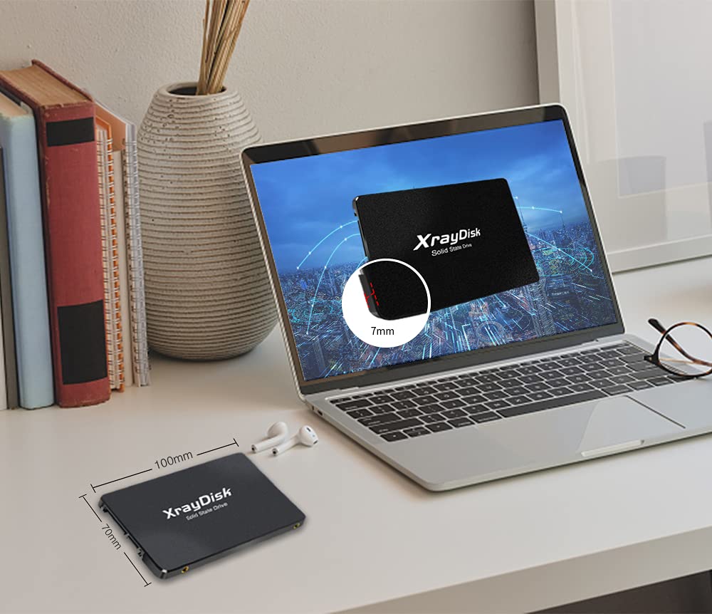 Xraydisk Sata3 1TB 3D NAND TLC 2.5 Inch SATA III Internal Solid State Drive SSD (Read Speed up to 540 MB/s) Compatible with Laptop & PC Desktop (1TB, Black)