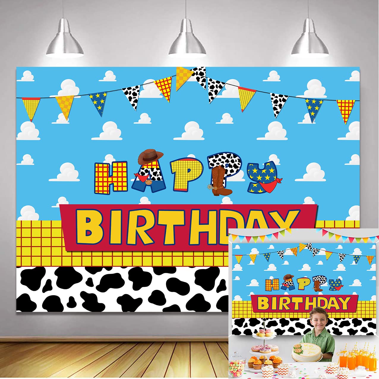 Sakurar SK Catoon Toy Birthday Backdrop Kids Boys Happy Birthday Party Decoration Toy 4th Video Theme Happy Birthday Backdrop 7x5ft (SK-TOY-244)