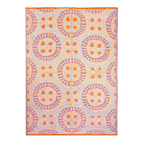 Talking Tables Boho Woven Waterproof Outdoor Rug | Plastic, Lightweight & Non Slip Mat with Double-Sided Geometric Pattern | for Garden, Patio, Decking, Bathroom, Utility, Picnic