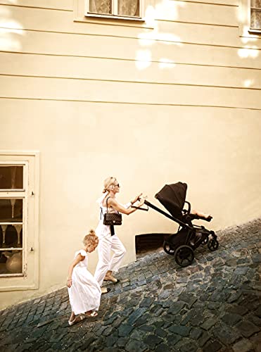 Cybex e-Priam Complete Stroller, Smart Assist Technology, Rocking Mode, One-Hand Compact Fold, Reversible Seat, Smooth Ride All-Wheel Suspension, True Red Seat with Chrome/Black Frame