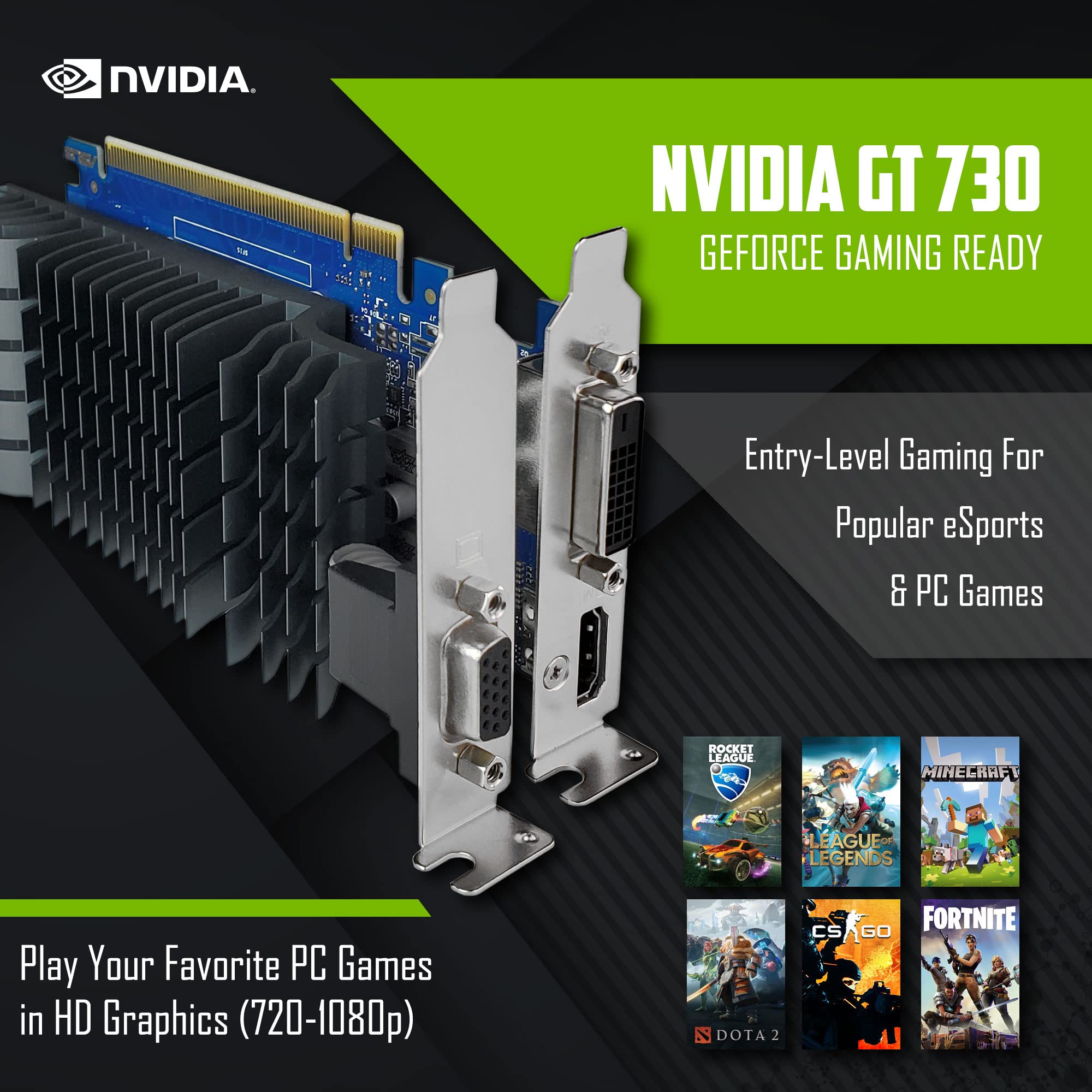 RGB Gaming PC Desktop HP Computer | Intel Quad-Core i5 Processor GeForce GT 730 (2GB) GPU NVME M.2 Solid State Storage 512GB + 1TB HDD 16GB DDR4 RAM WiFi Bluetooth Windows 10 (Renewed), Black, 800G2