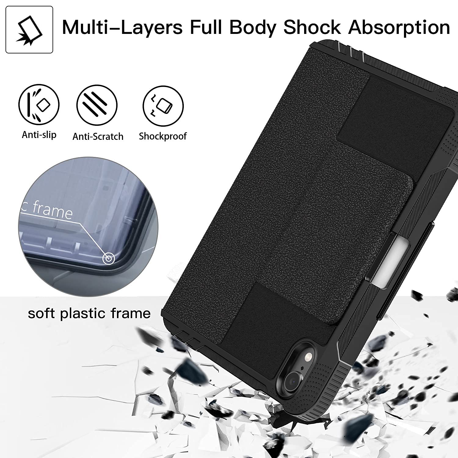 ZtotopCases for New iPad Mini 7 (A17 Pro) 2024 Case 8.3 Inch, Full Body Protective Cover with Pencil Holder and Auto Wake & Sleep Function for iPad Mini 7th/6th Generation, Black