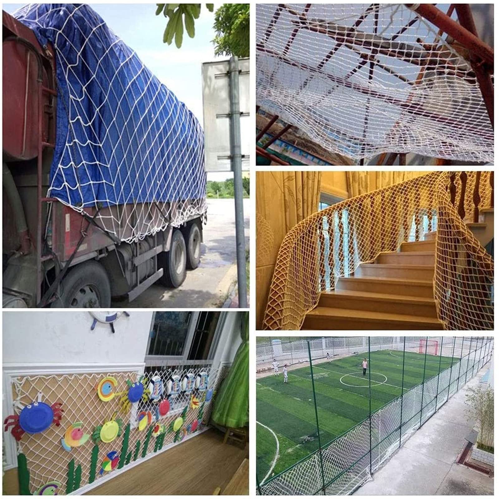 ASPZQ Children Nylon Rope Net Stair Protection Net Balcony Anti-Fall Net Pet Net Children's Railing Stair Balcony Protective Netting Color : 5cm mesh, Size : 2x10m(7x33ft)