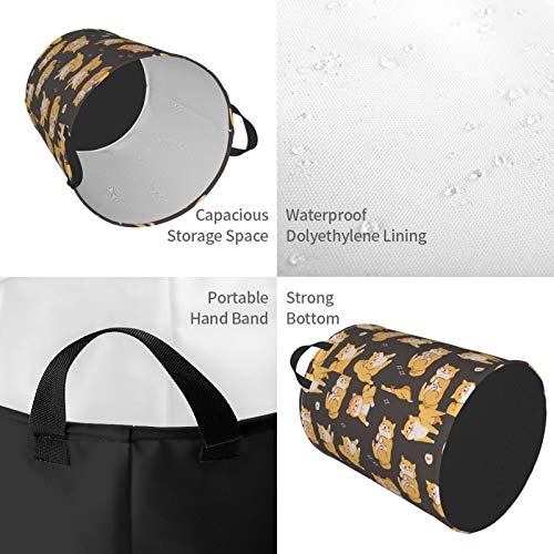 FeHuew Cute Dogs Shiba Inu Collapsible Laundry Basket with Handle Waterproof Fabric Hamper Laundry Storage Baskets Organizer Large Bins for Dirty Clothes,toys,Bathroom
