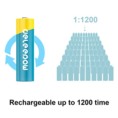 Deleepow AA Rechargeable Batteries 3200mAh Nimh AA Rechargeable Batteries 16-Pack 1.2V 1200 Cycle Highly Conductive Gold-Plated Anode(Only Battery)