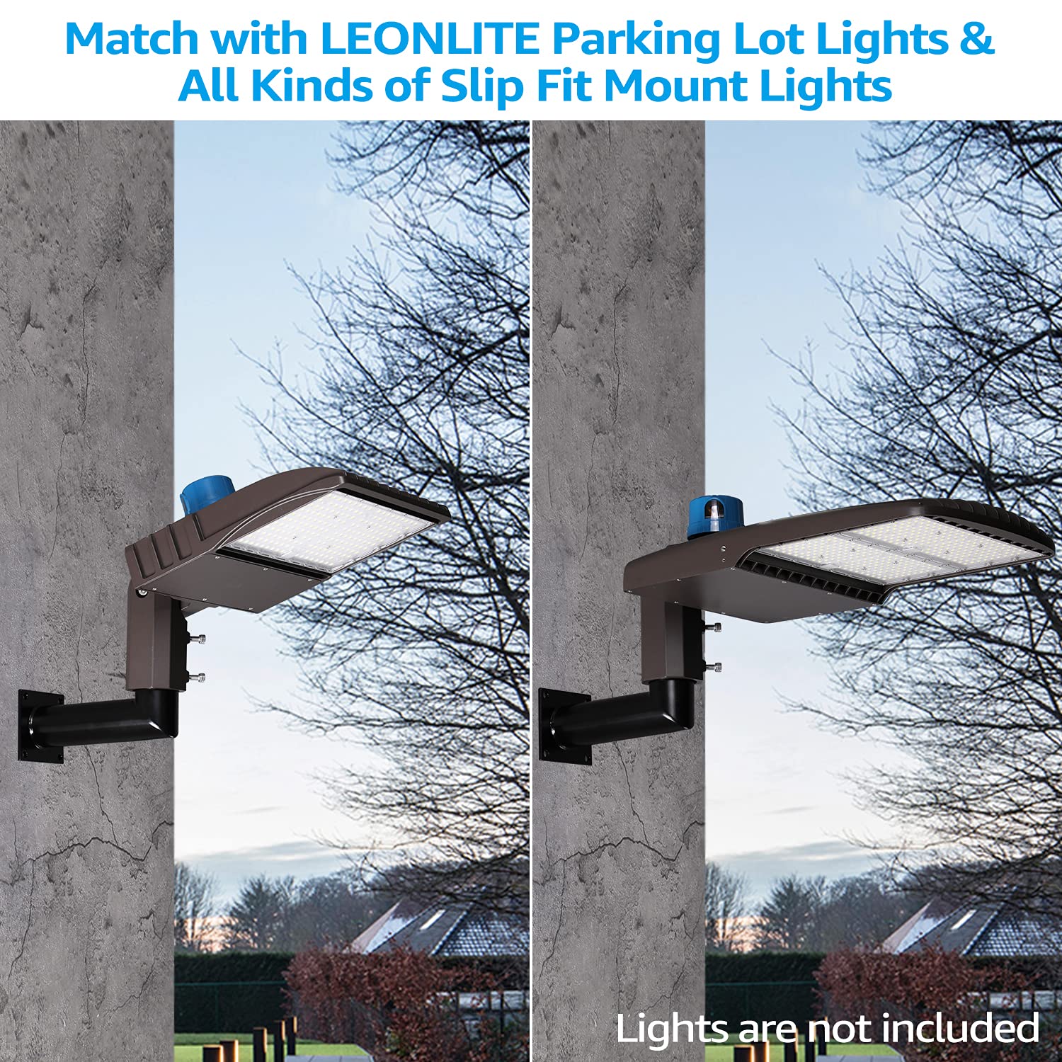 LEONLITE L Shape Wall Mount Bracket for Slip Fit Light, 2-3/8 inch, 90 Degree, 60mm, Shoebox Light Wall Bracket, for Floodlight, Street Light, Parking Lot Light and Outdoor Lighting fixtures
