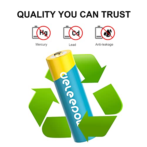 Deleepow AA Rechargeable Batteries 3200mAh Nimh AA Rechargeable Batteries 16-Pack 1.2V 1200 Cycle Highly Conductive Gold-Plated Anode(Only Battery)